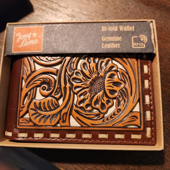 Tony Lama | Accessories | Tony Lama Rodeo Wallet Brown Tooled Leather ...